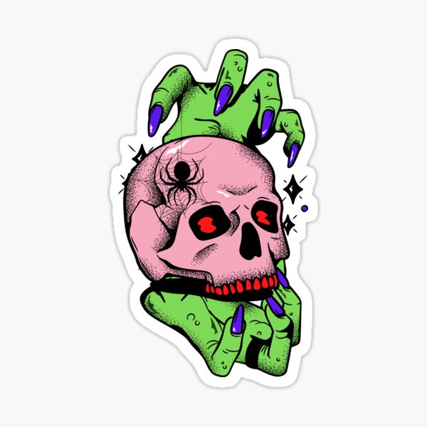 " spooky witch hands holding a skull" Sticker for Sale by Sasmish7 ...