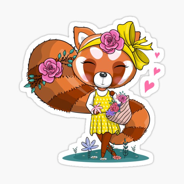 Pegatina «Red Panda Slim Fit, pandas, panda de dibujos animados ...