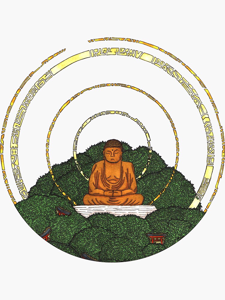 "Japan Urban Buddha" Sticker for Sale by KenkoDraws | Redbubble