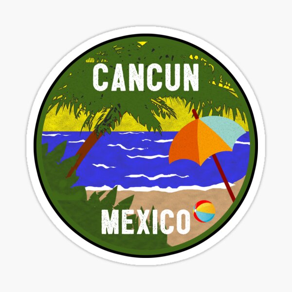 "CANCUN MEXICO BEACH OCEAN VINTAGE VACATION CARIBBEAN SEA" Sticker by ...