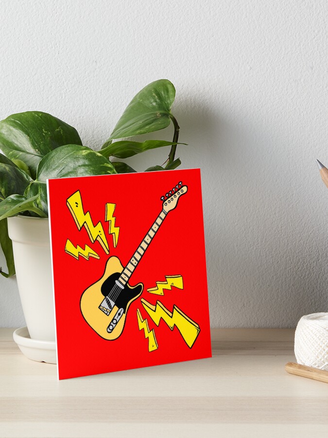 "Fender Telecaster Electric Guitar Cartoon" Art Board Print for Sale by ...
