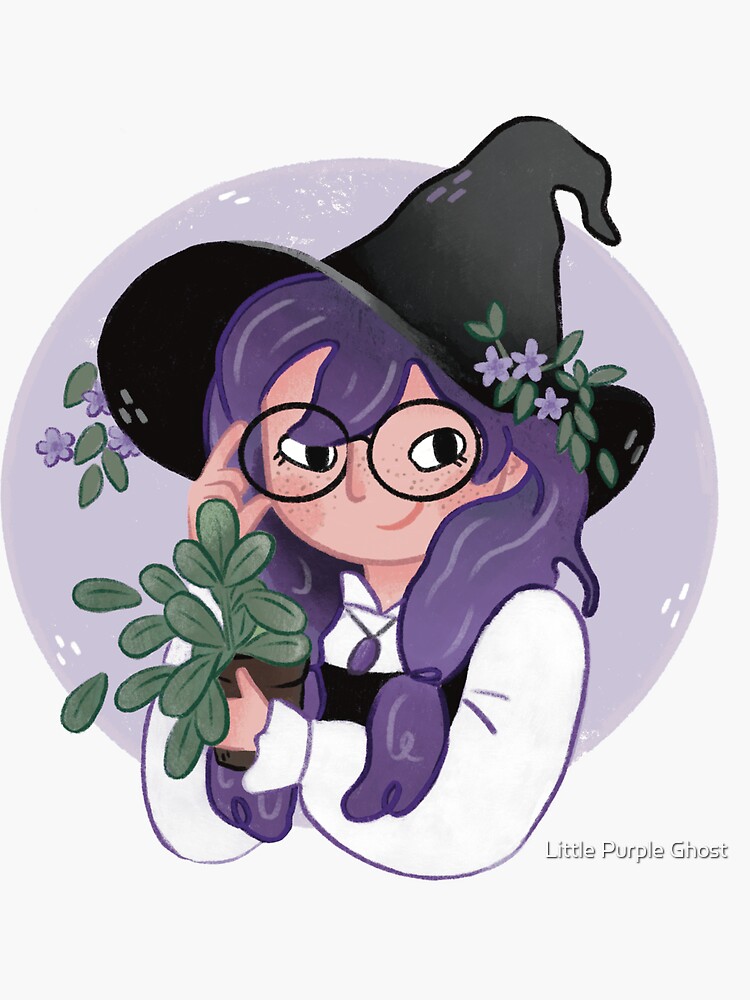 "Plant Witch Sticker" Sticker for Sale by LPGillustration | Redbubble