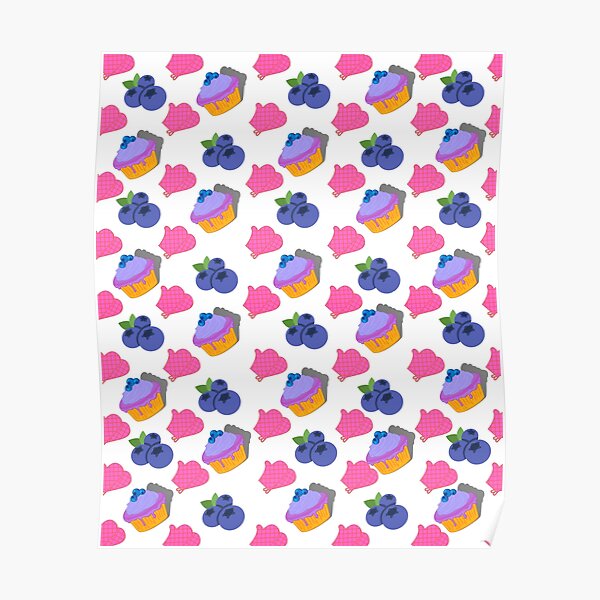 "Blueberry Pattern with Cupcakes " Poster for Sale by TropicalLines ...