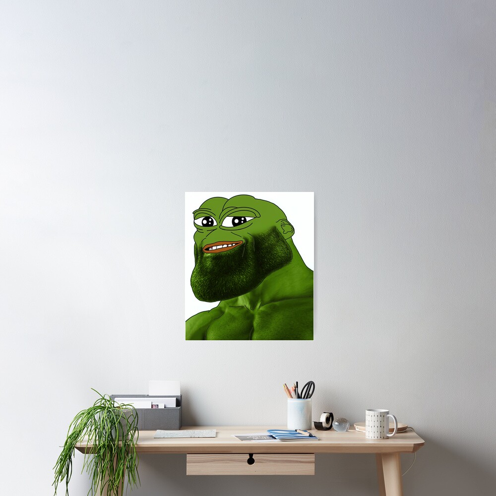 "Giga Chad Meme Pepe Edition" Poster for Sale by Pixel-Turtle | Redbubble