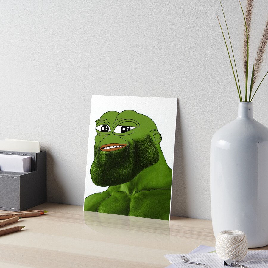 Lámina rígida «Giga Chad Meme Pepe Edición» de Pixel-Turtle | Redbubble