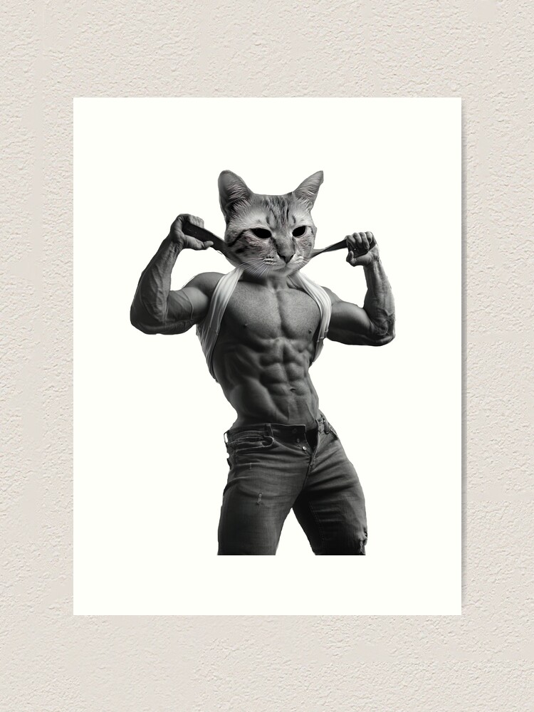 "Big Cat Giga Chad Meme Template" Art Print for Sale by Pixel-Turtle ...