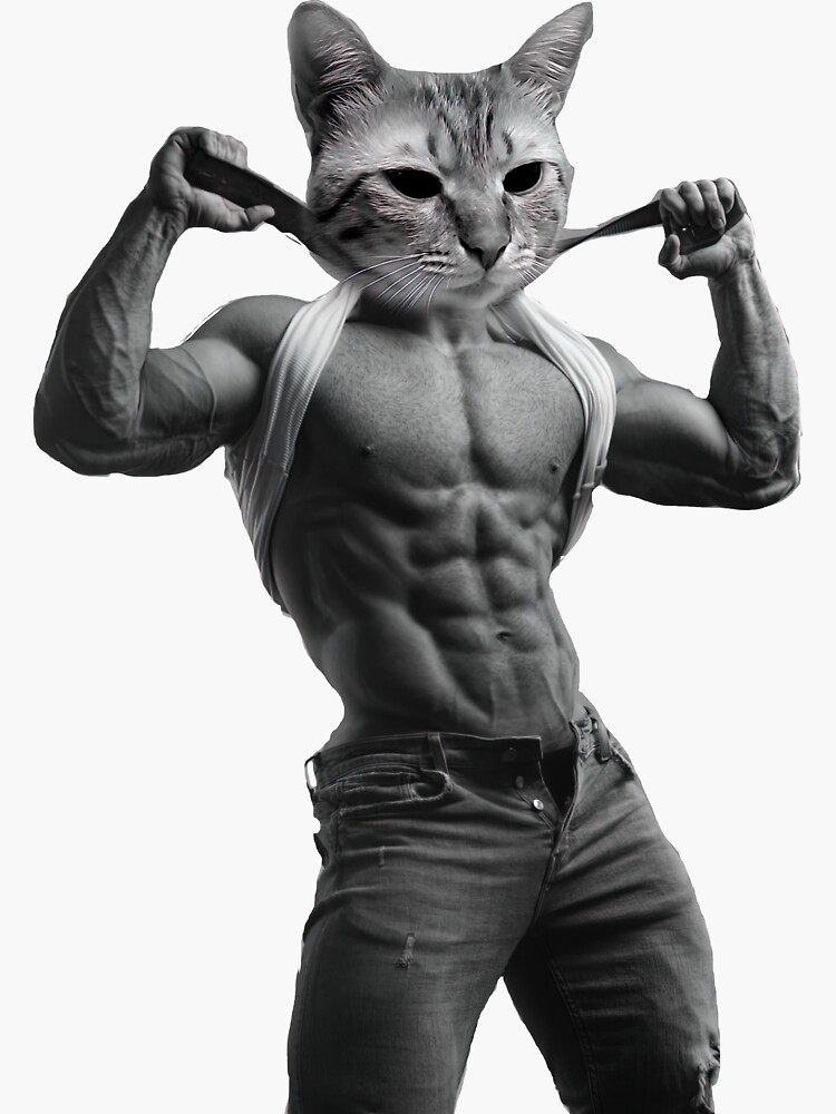 "Big Cat Giga Chad Meme Template" Sticker for Sale by Pixel-Turtle ...
