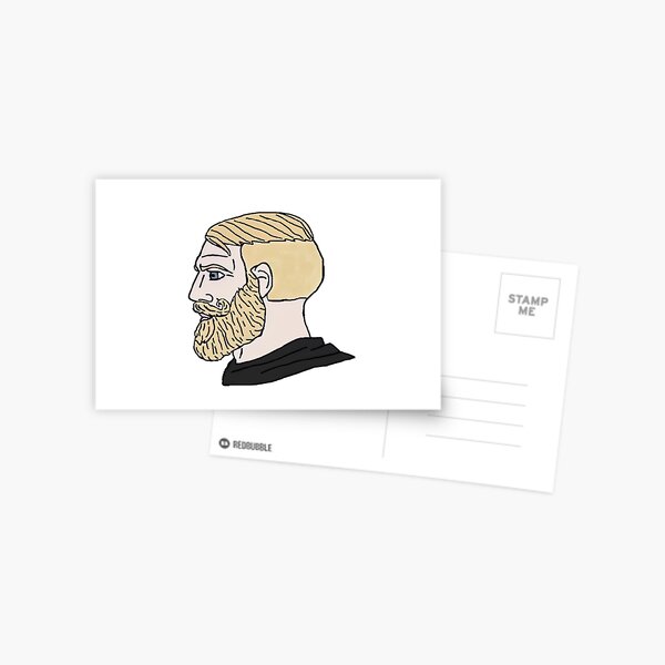 "Wojak Giga Chad Meme Template" Postcard for Sale by Pixel-Turtle ...