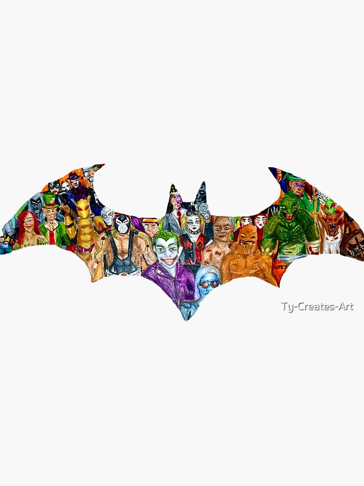 "Villains of the Bat" Sticker for Sale by Ty-Creates-Art | Redbubble