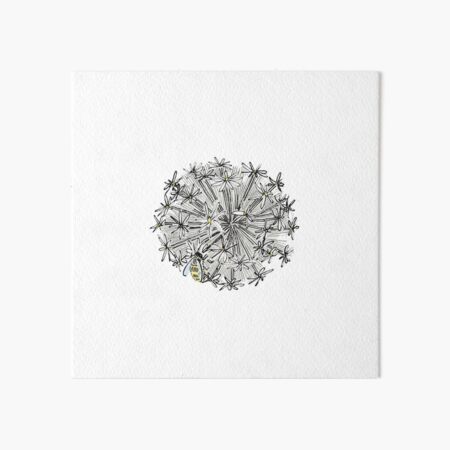 Lámina rígida «Abeja en círculo de flores, acentos de color en blanco y ...