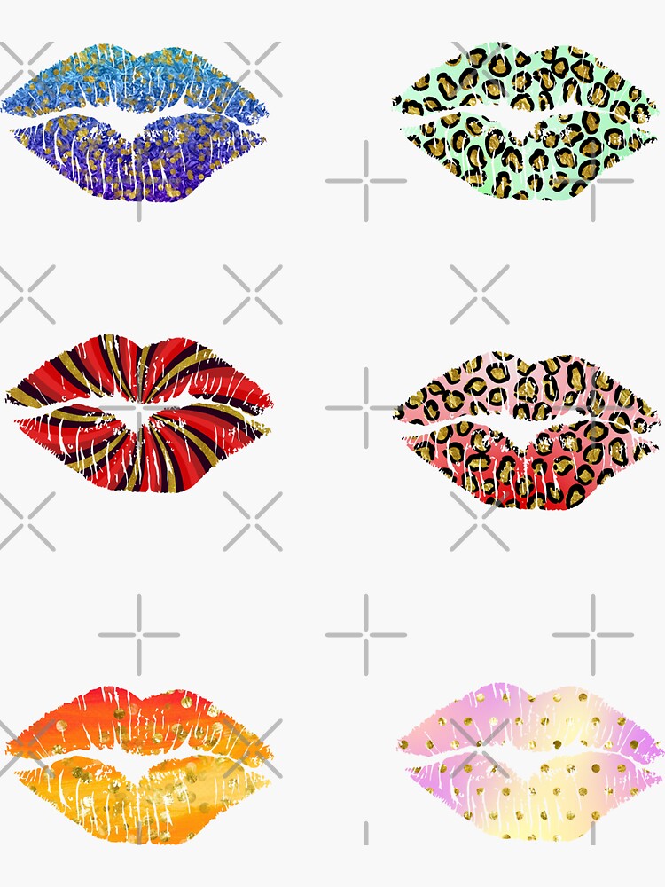 "Lips Set, 6 Pack" Sticker for Sale by ArtTraveller94 | Redbubble