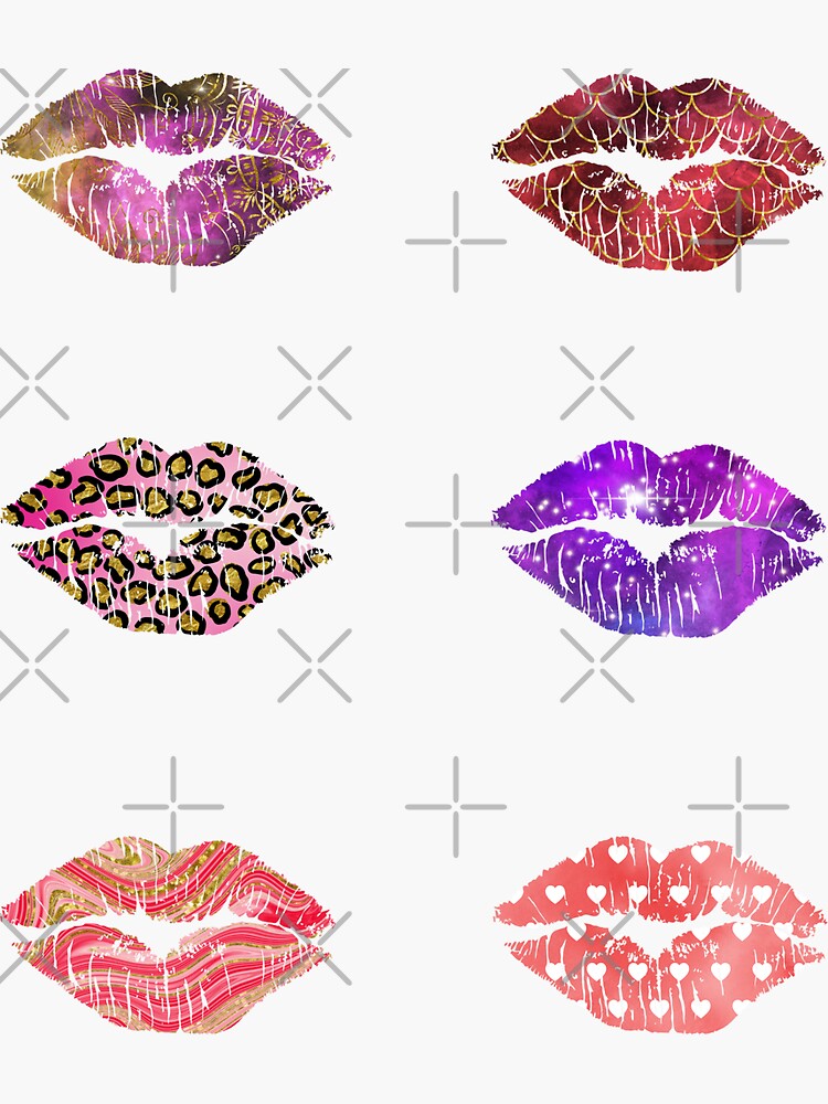 "Lips Set, 6 Pack" Sticker for Sale by ArtTraveller94 | Redbubble