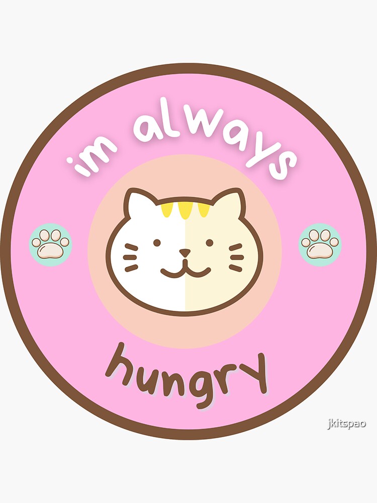 "Im Always Hungry Kawaii Pastel Pink Kitten" Sticker for Sale by ...