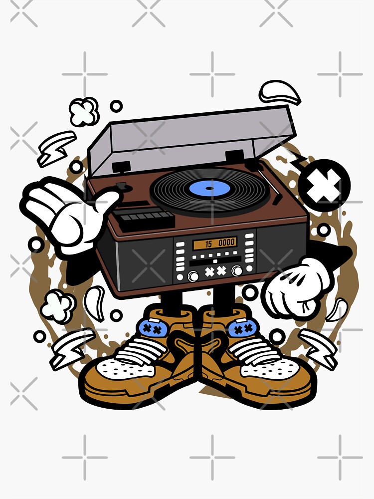 "FUNNY TURNTABLE WITH BROWN SNEAKERS" Sticker for Sale by diego75bcn ...