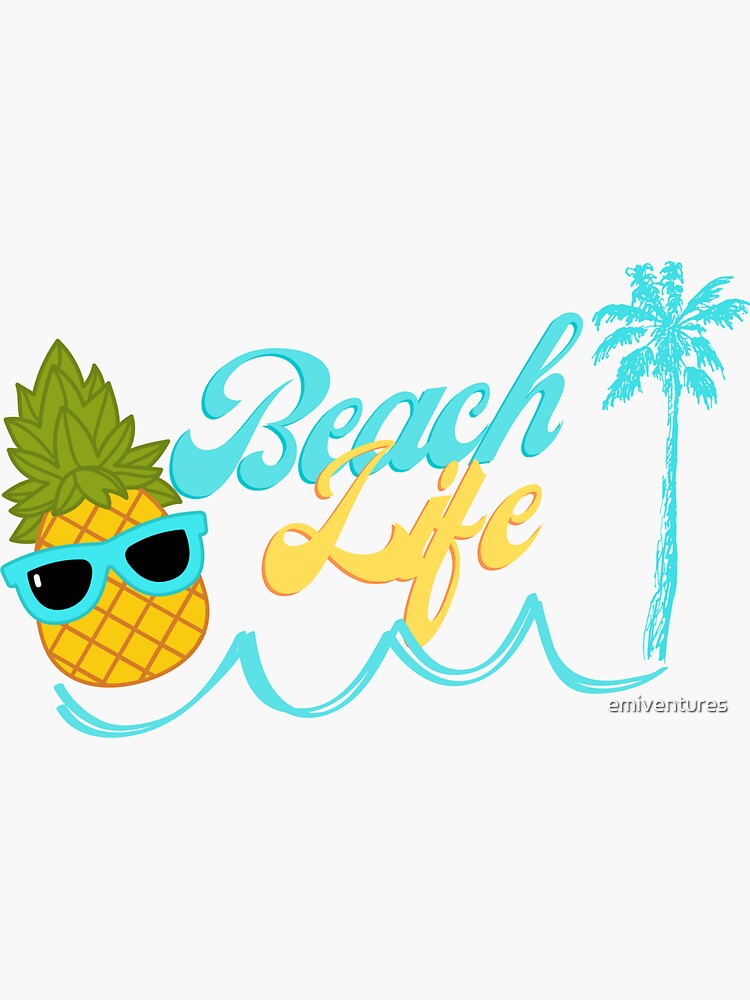 "Beach Life Sticker, Palm Tree Sticker, Pineapple Sticker, " Sticker ...