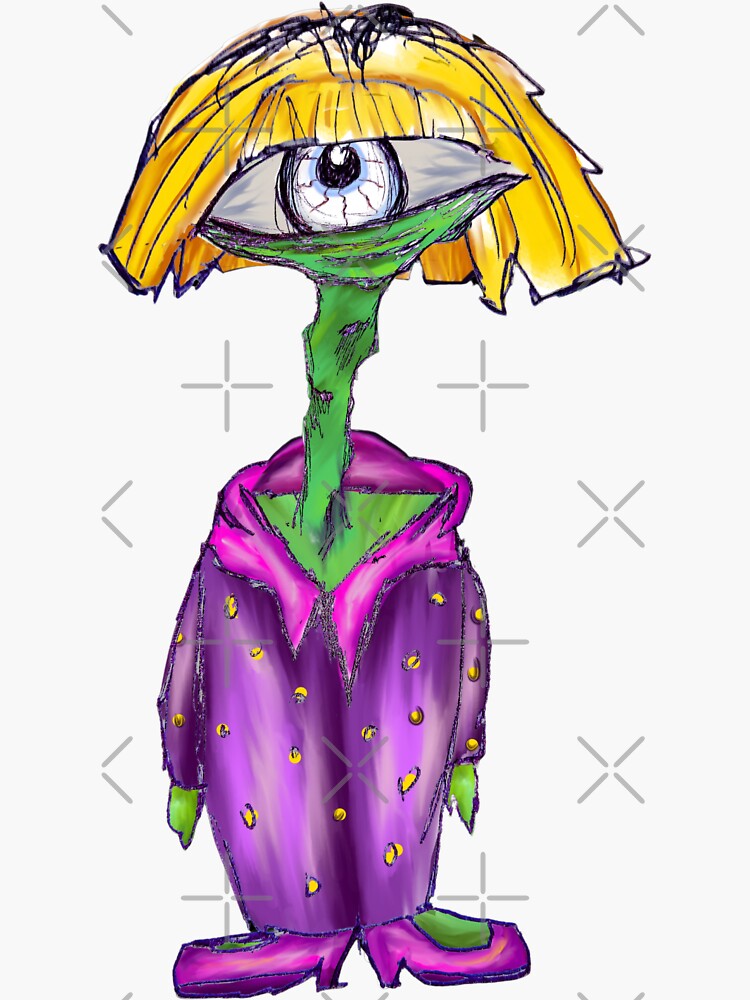 "One Eyed Green Female Alien With Purple And Yellow Dress/ Sci-fi ...