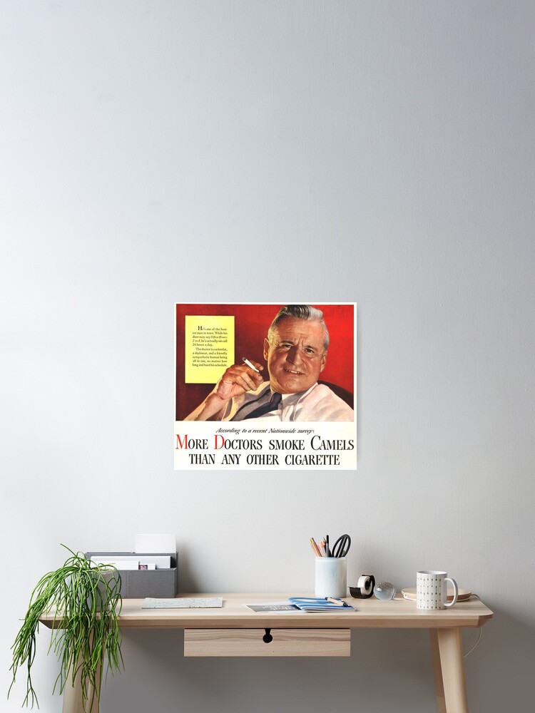 "Vintage Camels Doctor Smoking Cigarette Advert" Poster for Sale by ...