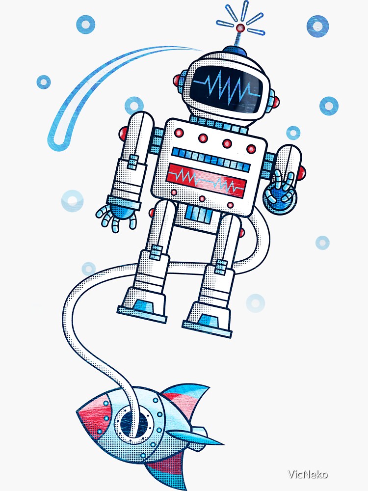 "Astrobot" Sticker by VicNeko | Redbubble