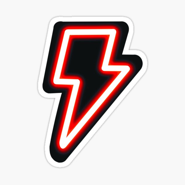 "Neon Red Lightning Bolt" Sticker for Sale by CalliesArt | Redbubble