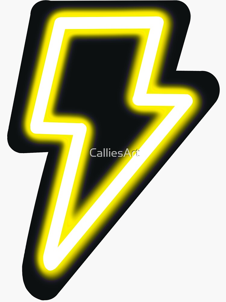 "Neon Yellow Lightning Bolt" Sticker for Sale by CalliesArt | Redbubble