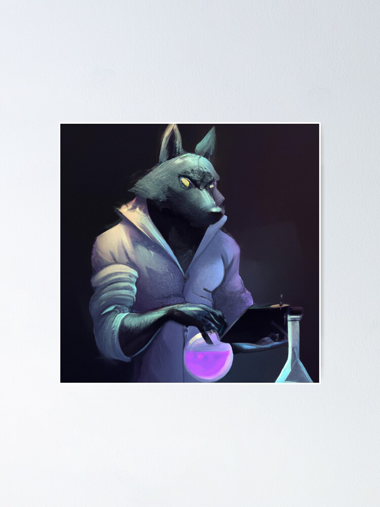 Póster «Lobo Científico Loco Mezclando Químicos Oscuros» de Parag ...