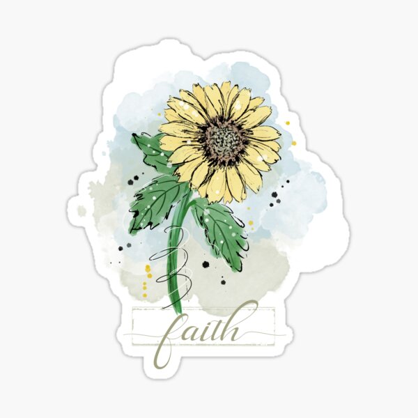 "Sketchy Doodle Faith Yellow Watercolor Flower" Sticker for Sale by ...