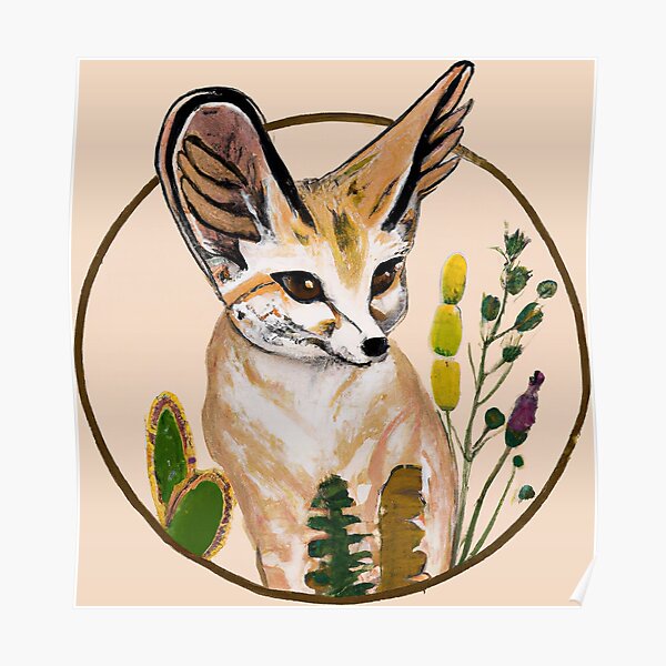 "Fennec fox among desert flowers" Poster for Sale by Kaamalauppias ...
