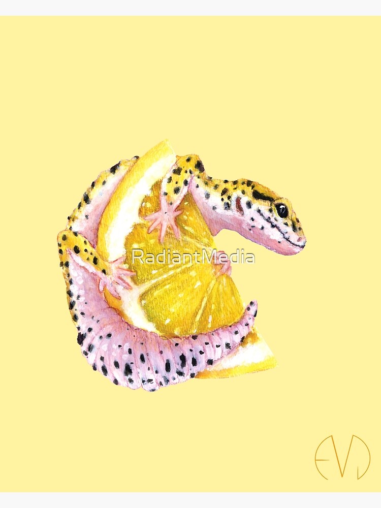 "Leopard Gecko with a Lemon" Poster for Sale by RadiantMedia | Redbubble