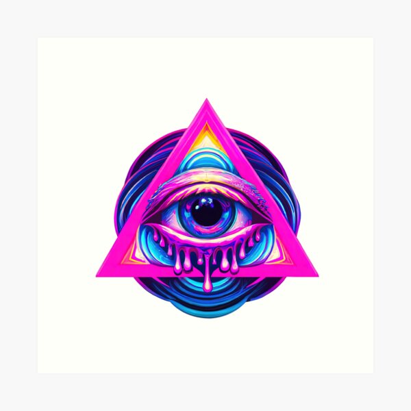 "Psychedelic Neon Dripping Eye Emblem" Art Print for Sale by ...
