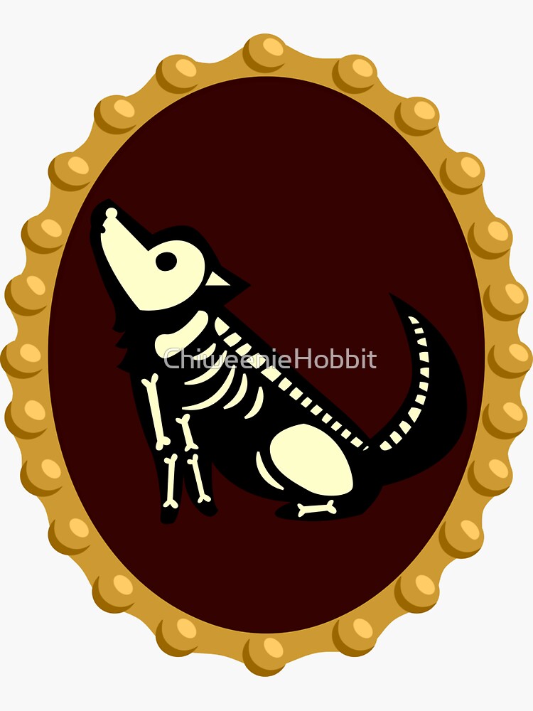 "Cute Wolf Skeleton Cameo" Sticker for Sale by ChiweenieHobbit | Redbubble