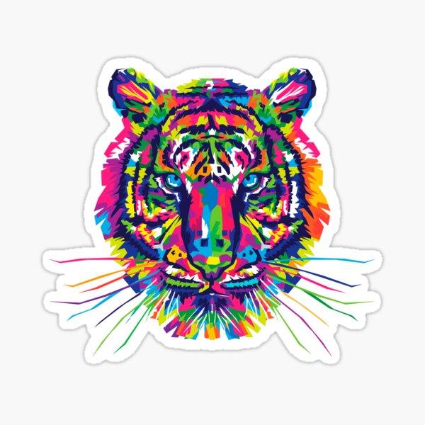 "Colored Big Cat Tiger Design " Sticker for Sale by AwesomeBeauties ...