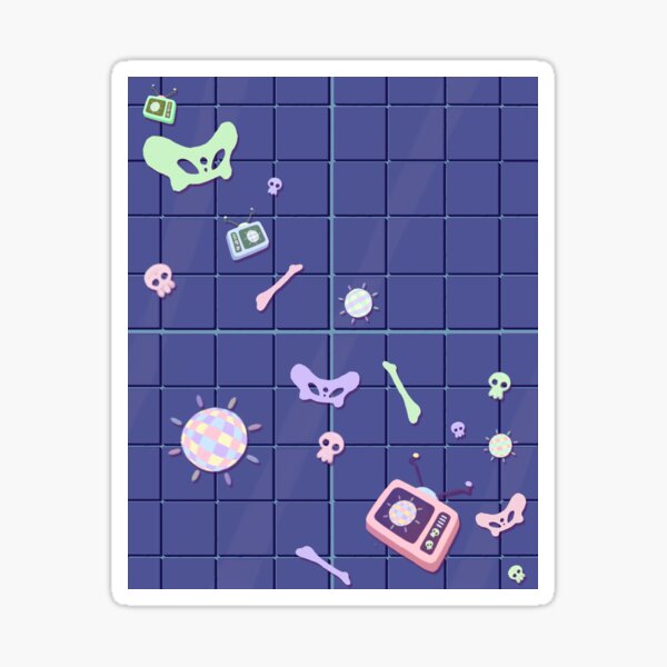 "Neon Skeleton Rave Tv Head Pattern Tile" Sticker for Sale by Nejikomi ...