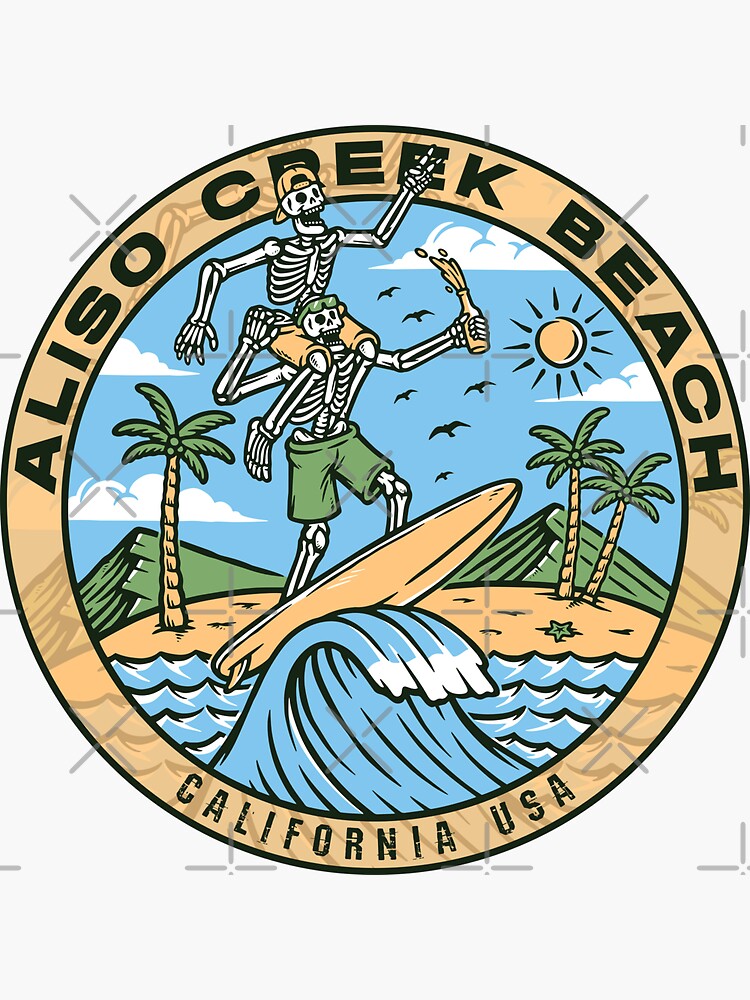 "Aliso Creek Beach Skeleton Bros" Sticker for Sale by LanikaiBeach ...