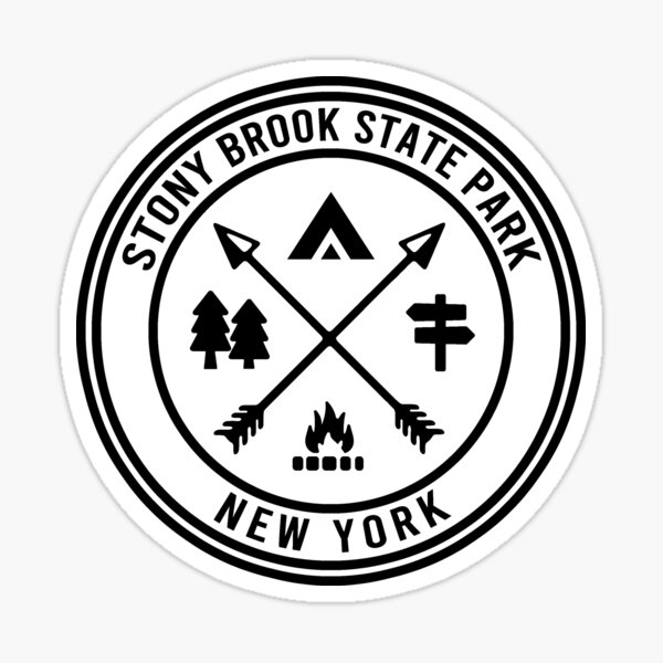 "Stony Brook State Park New York BW Heraldic Logo" Sticker for Sale by ...