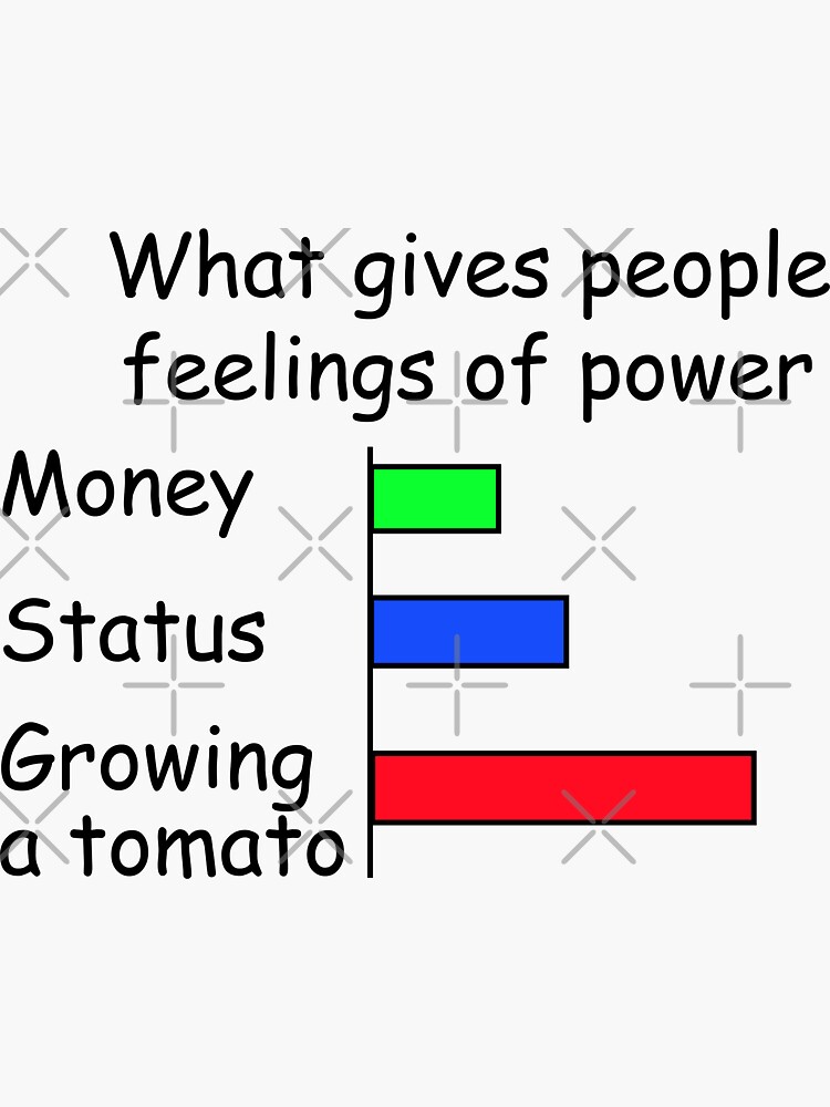 "growing a tomato gives people feelings of power" Sticker for Sale by ...