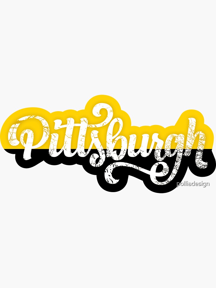 "Pittsburgh Script Distressed" Sticker for Sale by polliadesign | Redbubble