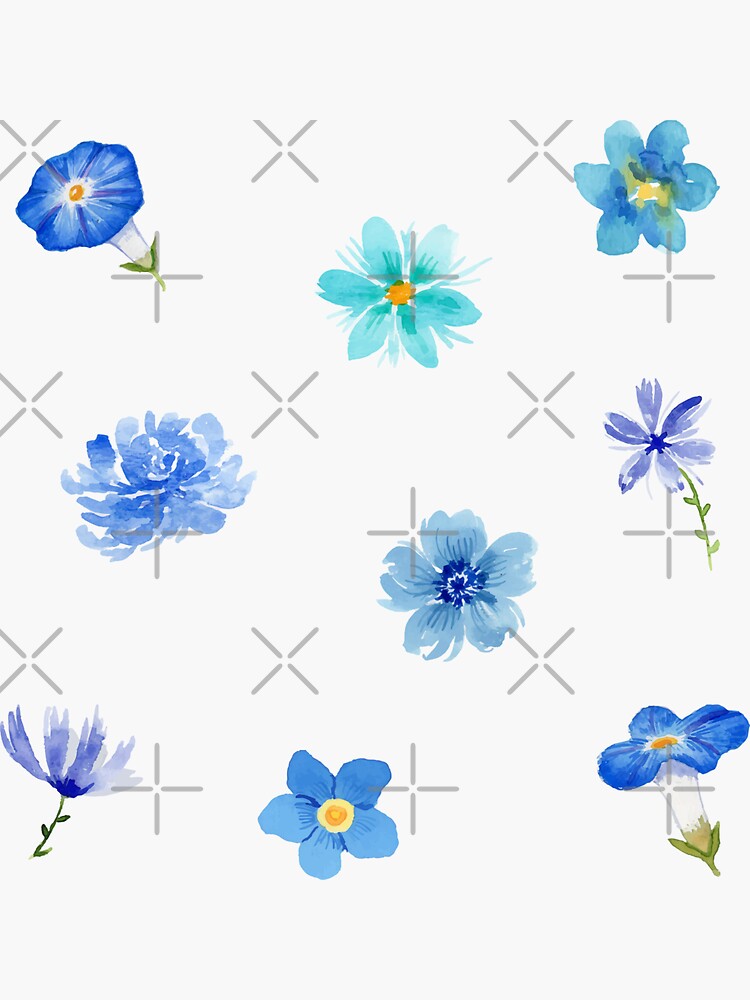 "Watercolor Blue Flowers " Sticker for Sale by silviaol | Redbubble