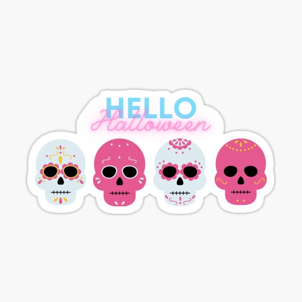 "Hello Halloween Shirt For Women Skeleton Pink and White Wintage Tattoo ...