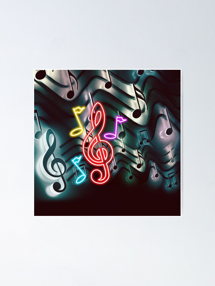 "Colourful Musical Notes / Cool Neon Musical Notes Abstract Aesthetic ...