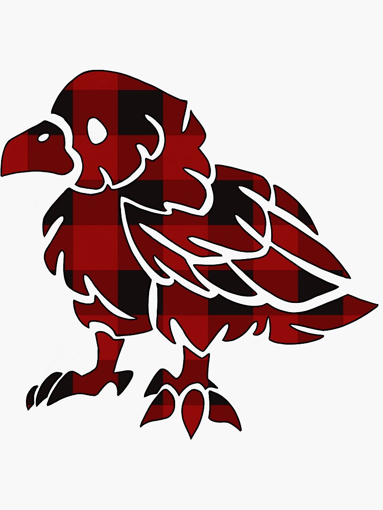 "crow (red buffalo plaid)" Sticker for Sale by BlackBirdOdds | Redbubble