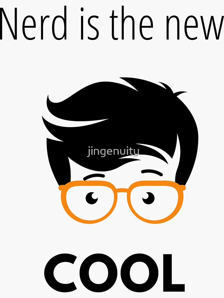 "Nerd is the New Cool Boy Wearing Orange Glasses Illustration " Sticker ...