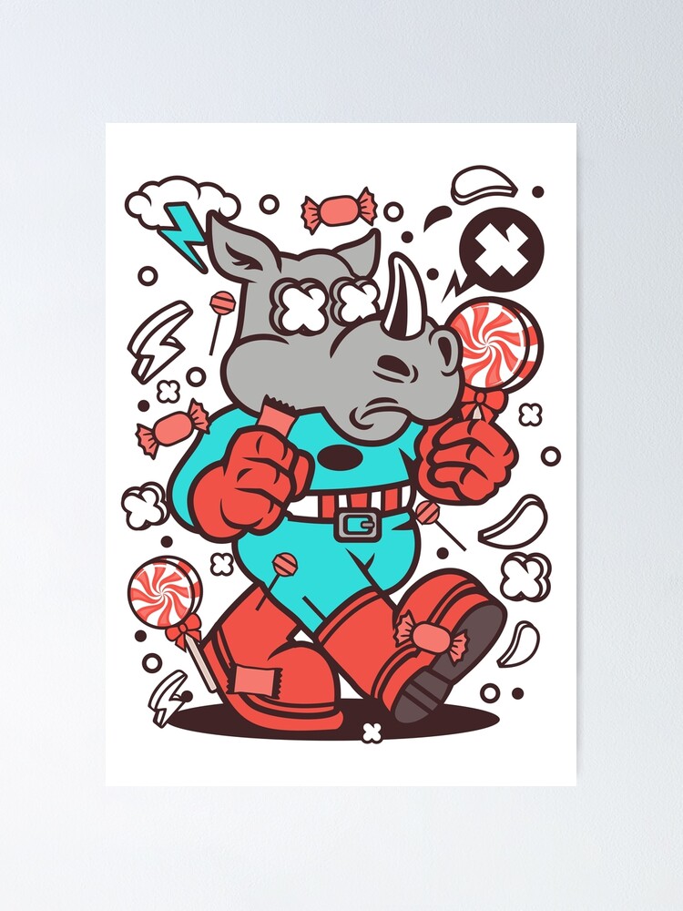 "Rhino Super Candy " Poster for Sale by Stickpat | Redbubble