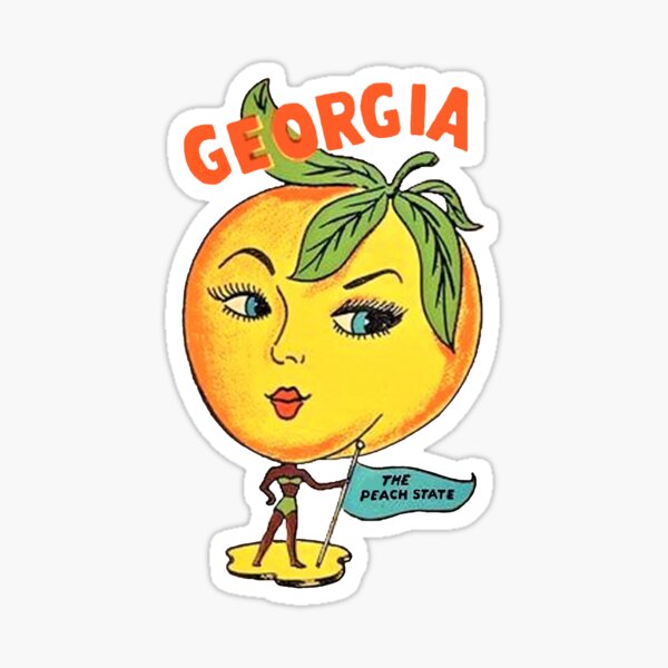 "Vintage Georgia The Peach State Peach Head Girl" Sticker for Sale by ...
