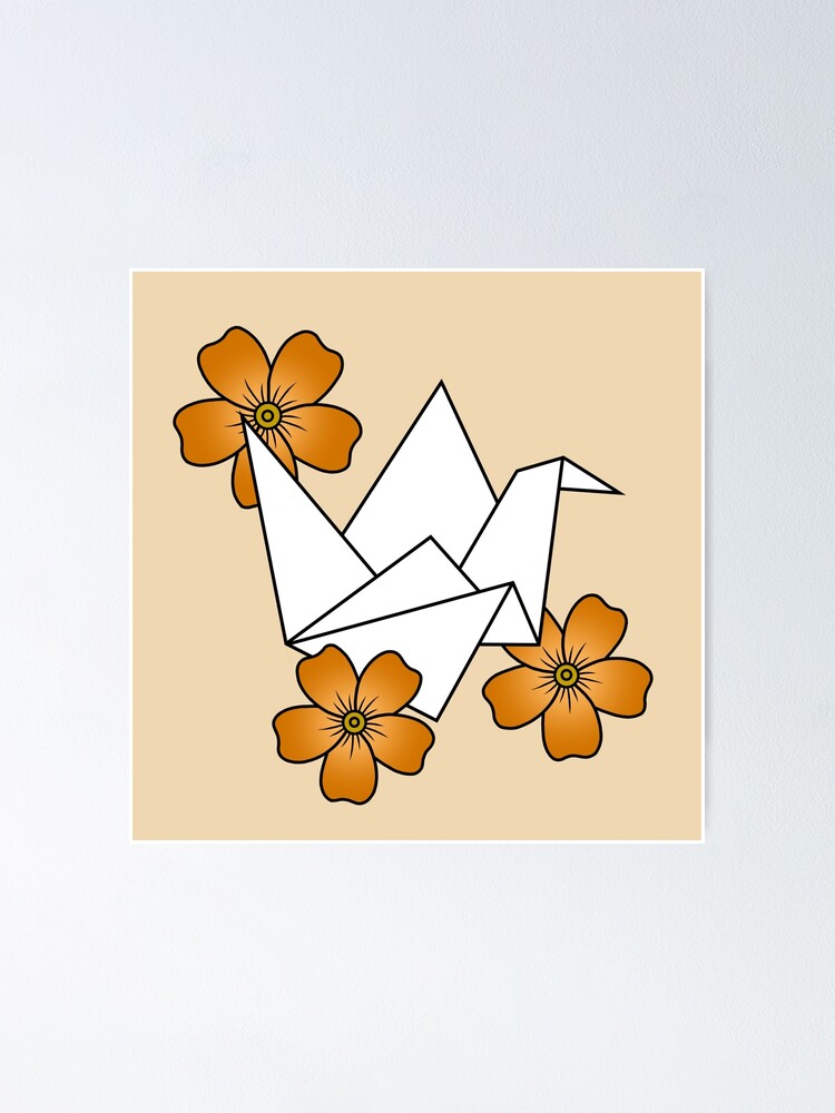 "Paper Crane - Orange" Poster for Sale by xfoxpaws | Redbubble