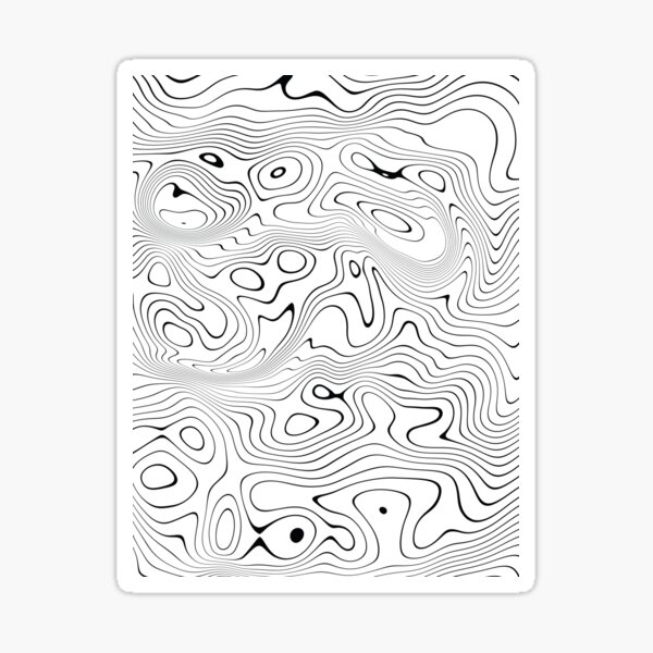 "Abstract Black and White Topographic Line Pattern" Sticker for Sale by ...