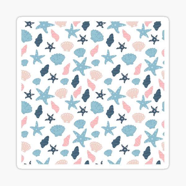 " Adorable Illustration Beach Ocean Sea Life Cute Light Pink Clams With ...