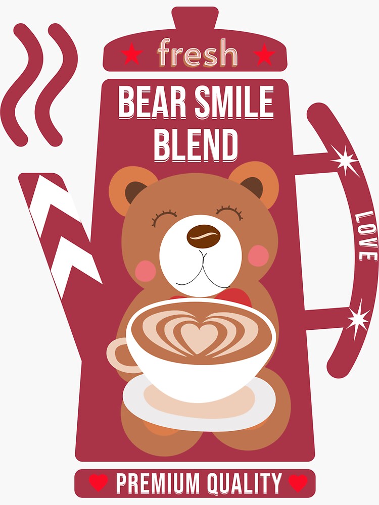 "Cute Coffee Bear " Sticker for Sale by Mindfulness-Art | Redbubble