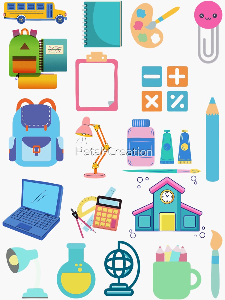"Preppy school Supplies 2" Sticker for Sale by Petal-Creation | Redbubble