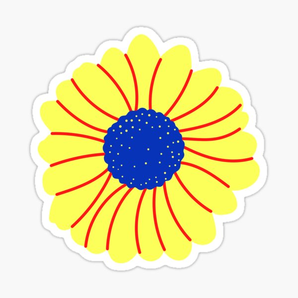 "Beautiful Daisy Flower Blue Yellow and Red" Sticker for Sale by ...