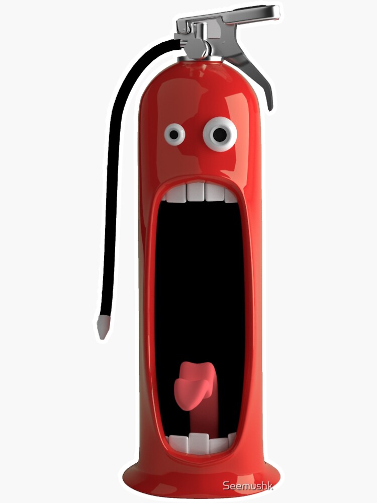 "Screaming Fire Extinguisher" Sticker for Sale by Seemushk | Redbubble